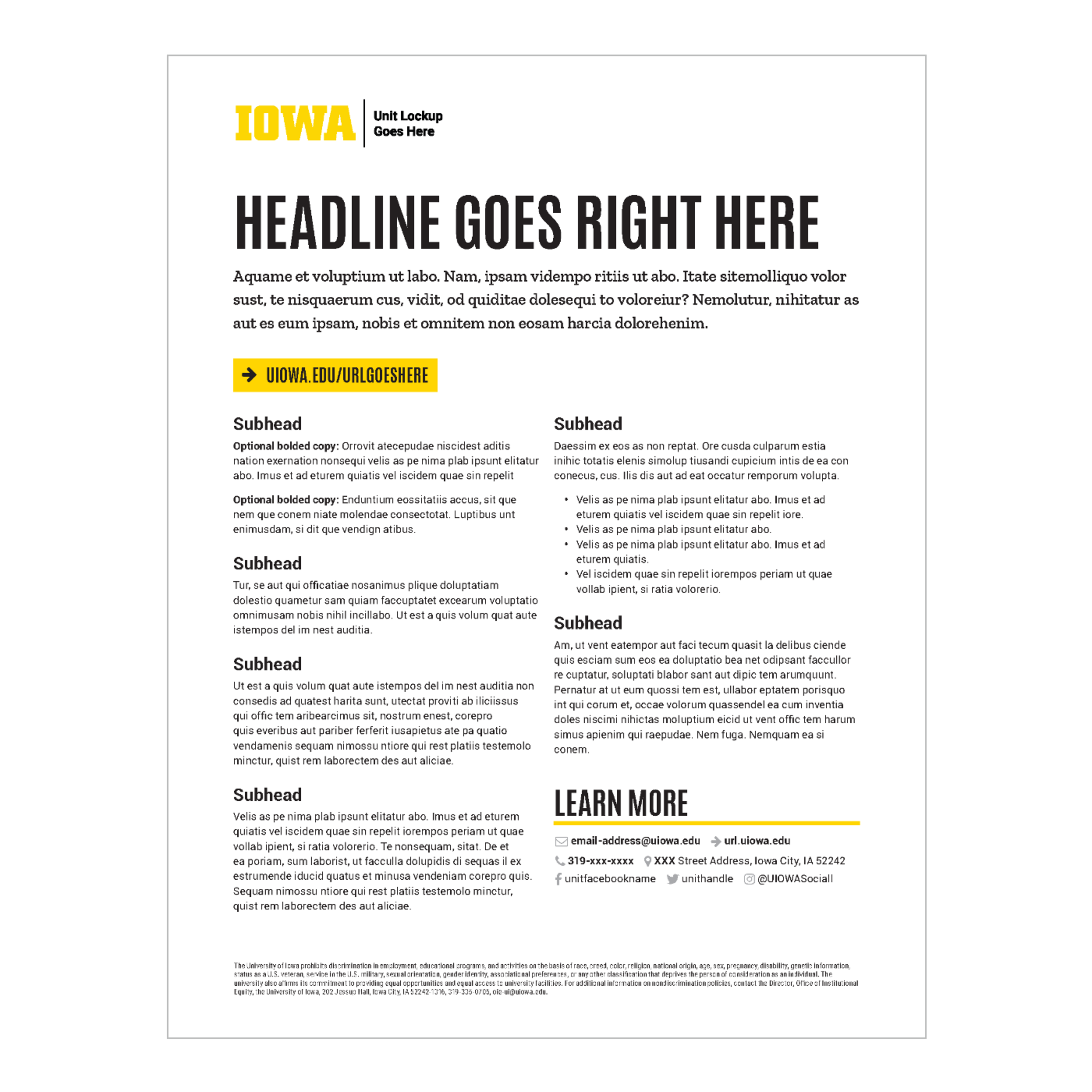 Template library | Brand Manual - The University of Iowa